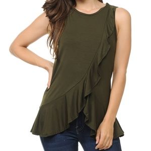 Magic Fit | Tops | Olive A Symmetrical Ruffle Top | Poshmark